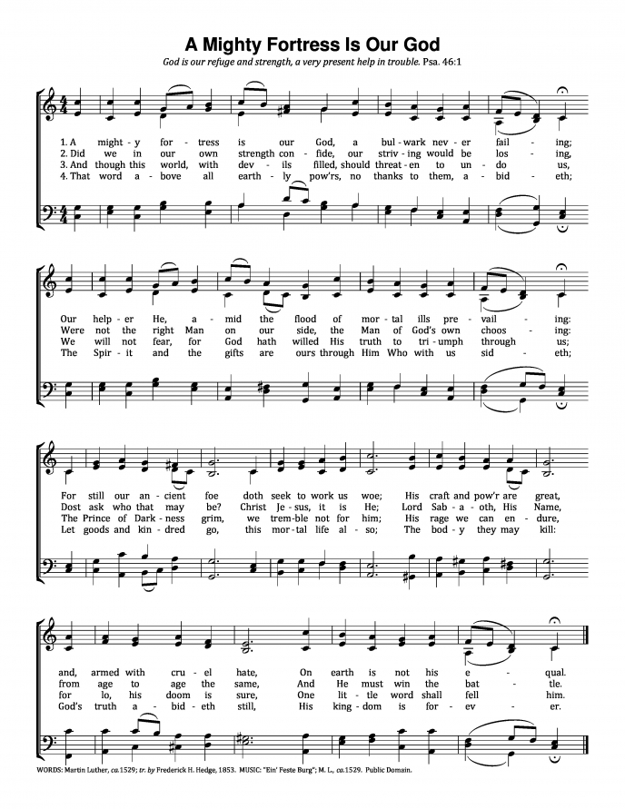 A Mighty Fortress Is Our God -- CountryHymns.com