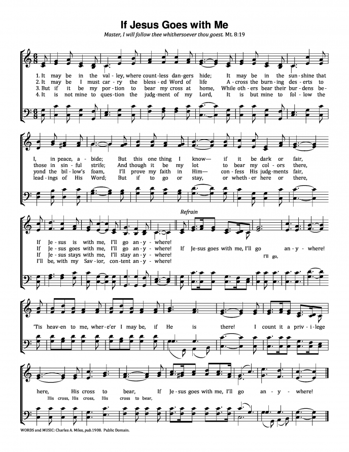 If Jesus Goes with Me -- CountryHymns.com