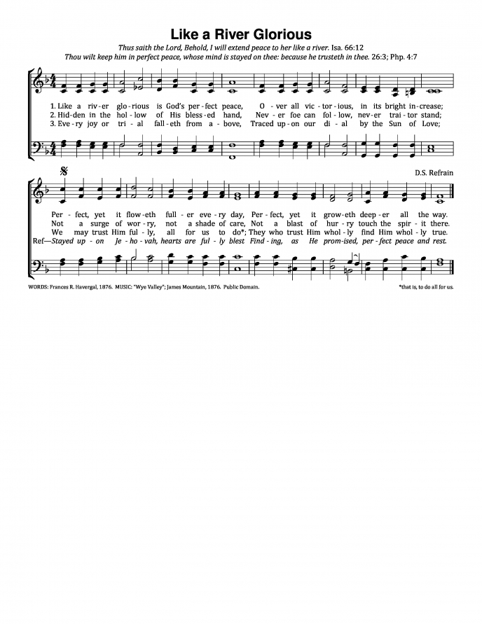 Like a River Glorious -- CountryHymns.com